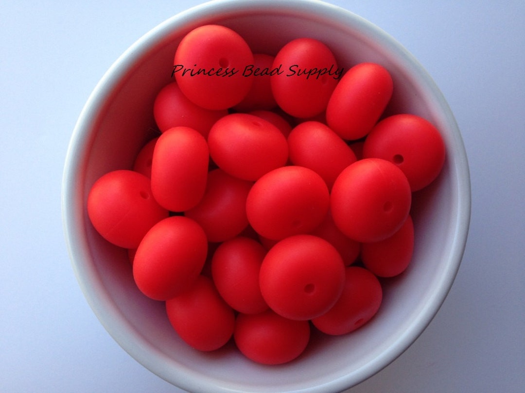 20mm Red Abacus Silicone Beads, 20mm Abacus Silicone Beads, Set of 5 or ...