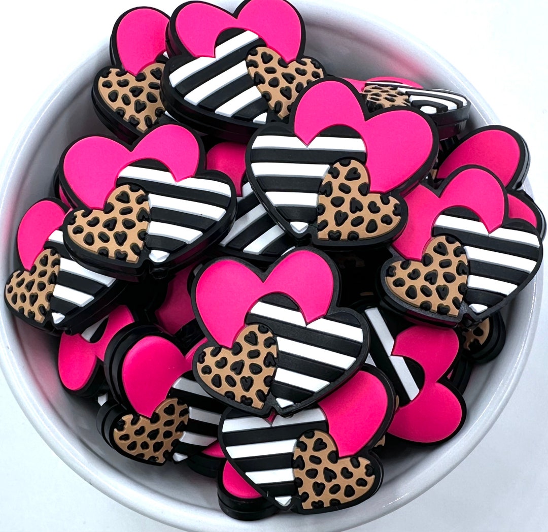 Pink Triple Heart Silicone Focal Beads - Etsy