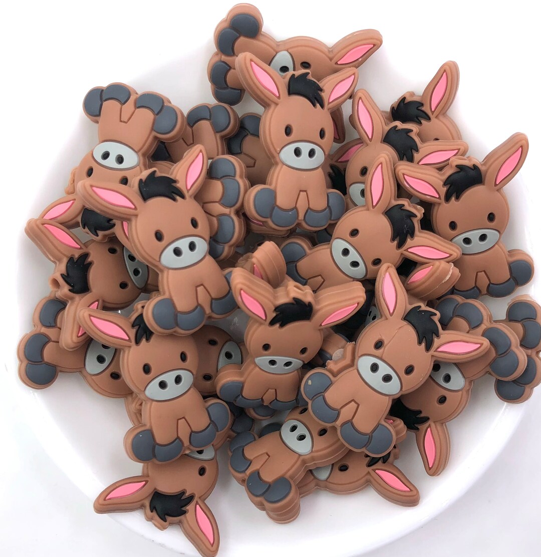 Brown Donkey Silicone Beads, Donkey Shaped Silicone Beads, Horse ...