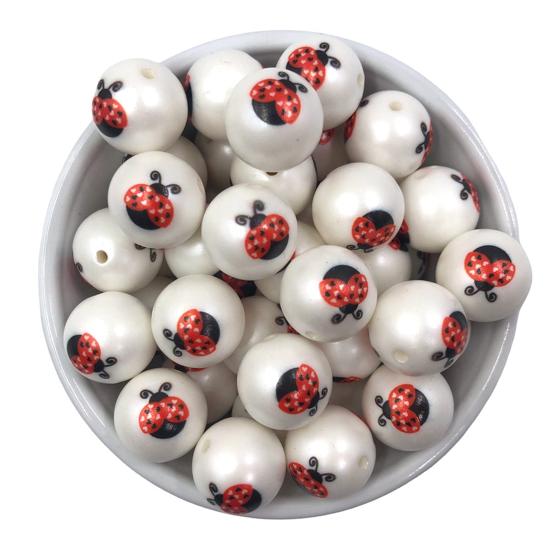 20mm Red Ladybug Printed Chunky Beads - Etsy