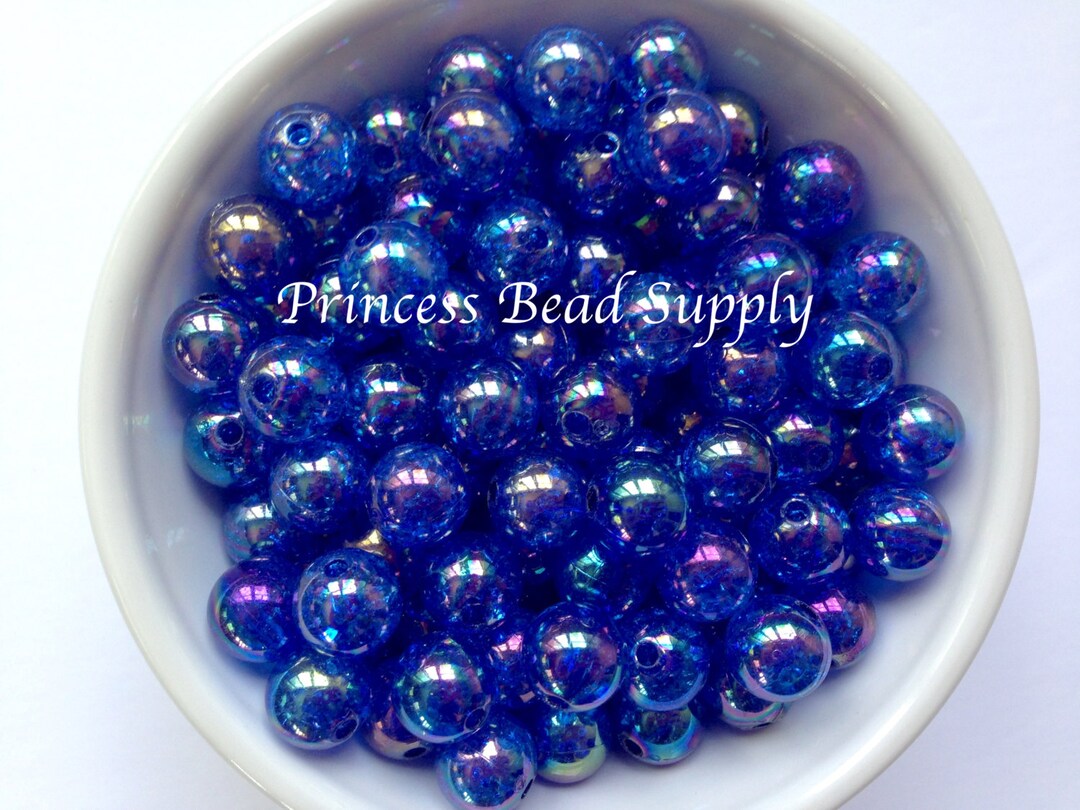 12mm Royal Blue Crackle Beads Set of 20 or 50, Royal Blue Crackle Beads ...