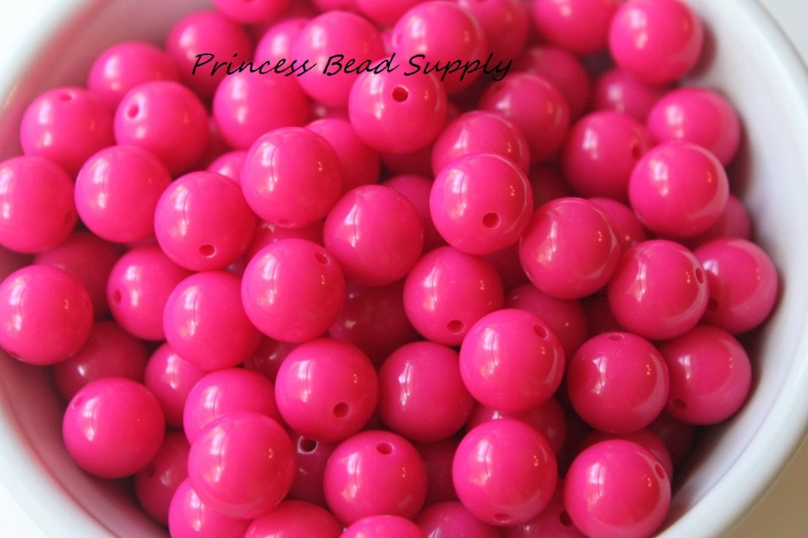 12mm Hot Pink Solid Beads Set of 20 or 50 Mini Chunky Beads | Etsy