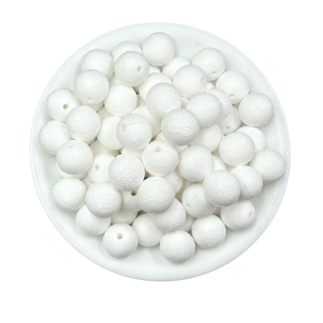 15mm White Embossed Silicone Beads - Etsy