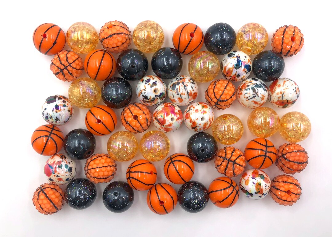 Basketball Chunky Bead Mix, Set of 24 Chunky Beads, Bead Mix, Wholesale ...