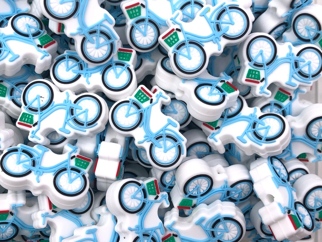 Blue Bicycle Silicone Focal Beads, Bicycle Shaped Silicone Focal Beads ...