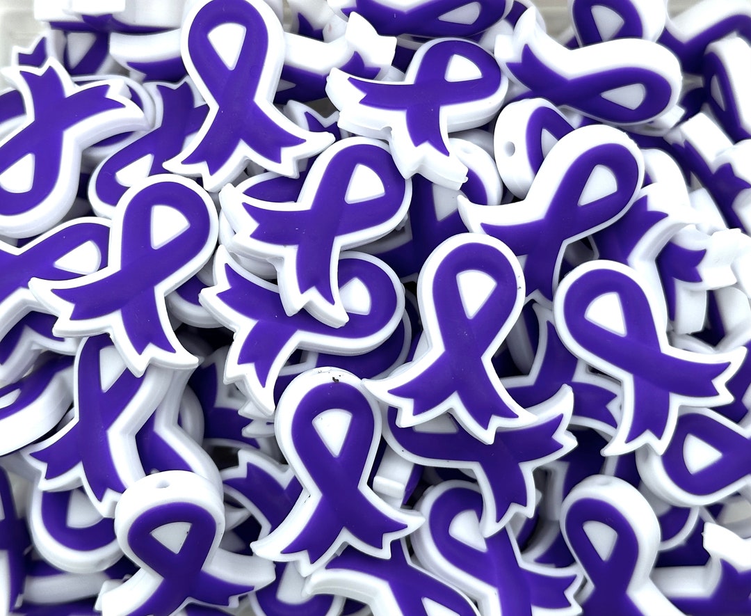 Purple Ribbon Silicone Focal Beads , Ribbon Shaped Silicone Beads ...