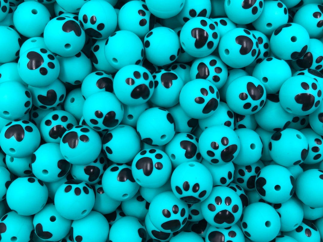 15mm Large Turquoise Paw Print Silicone Beads - Etsy