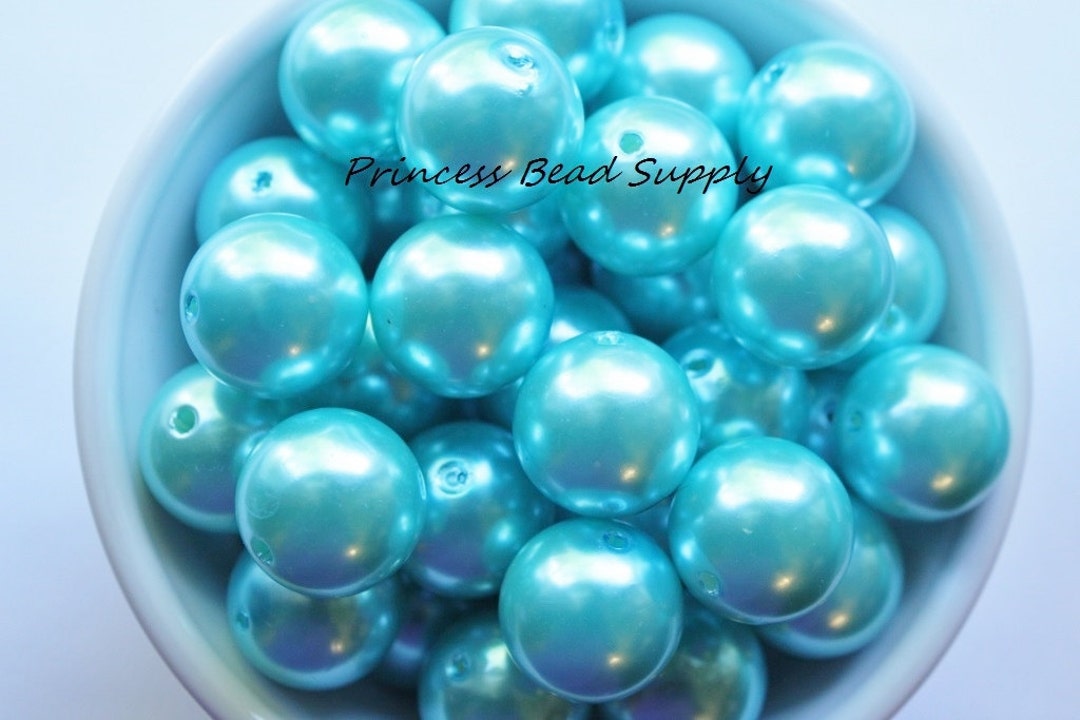 20mm Turquoise Blue Pearl Chunky Beads Set of 10, Turquoise Blue ...