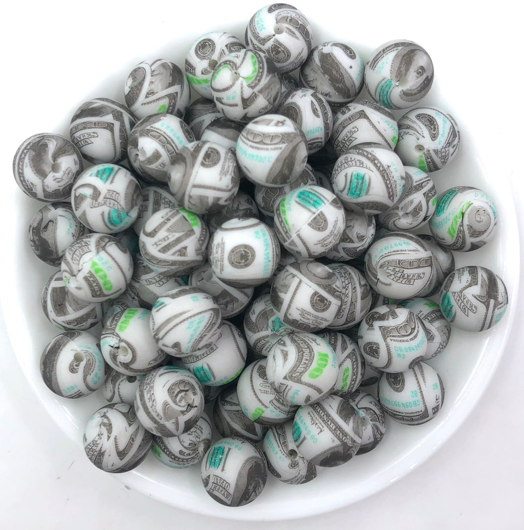 15mm Money Print Silicone Beads - Etsy