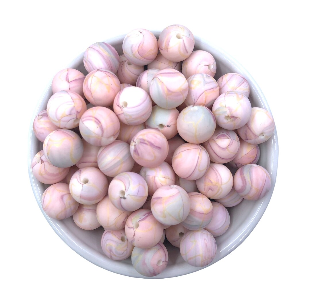 15mm Pink Granite Print Silicone Beads - Etsy