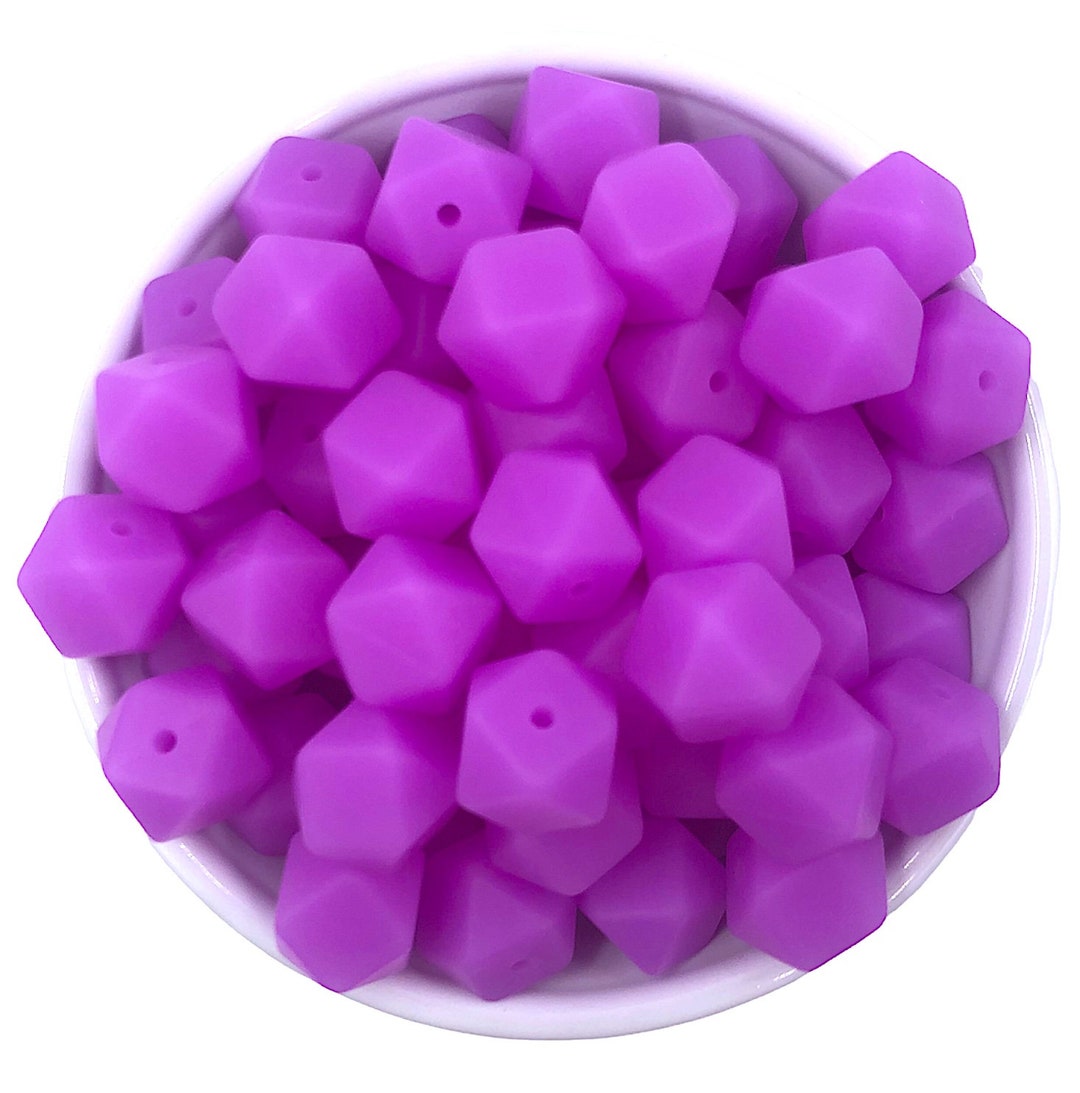 Neon Purple Glow in the Dark 14mm Mini Hexagon Silicone Beads - Etsy