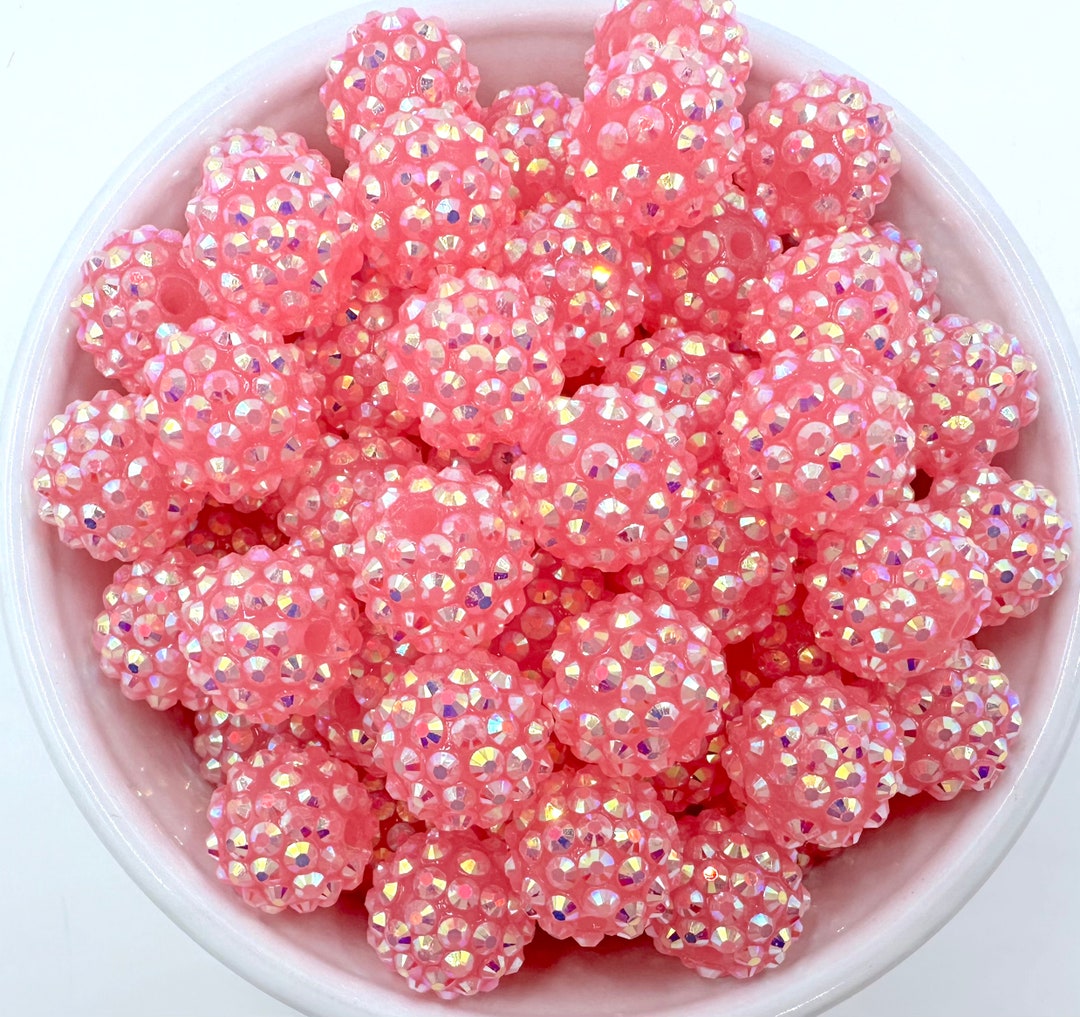 16mm Light Pink AB Rhinestone Beads, 16mm Rhinestone Beads, Acrylic ...