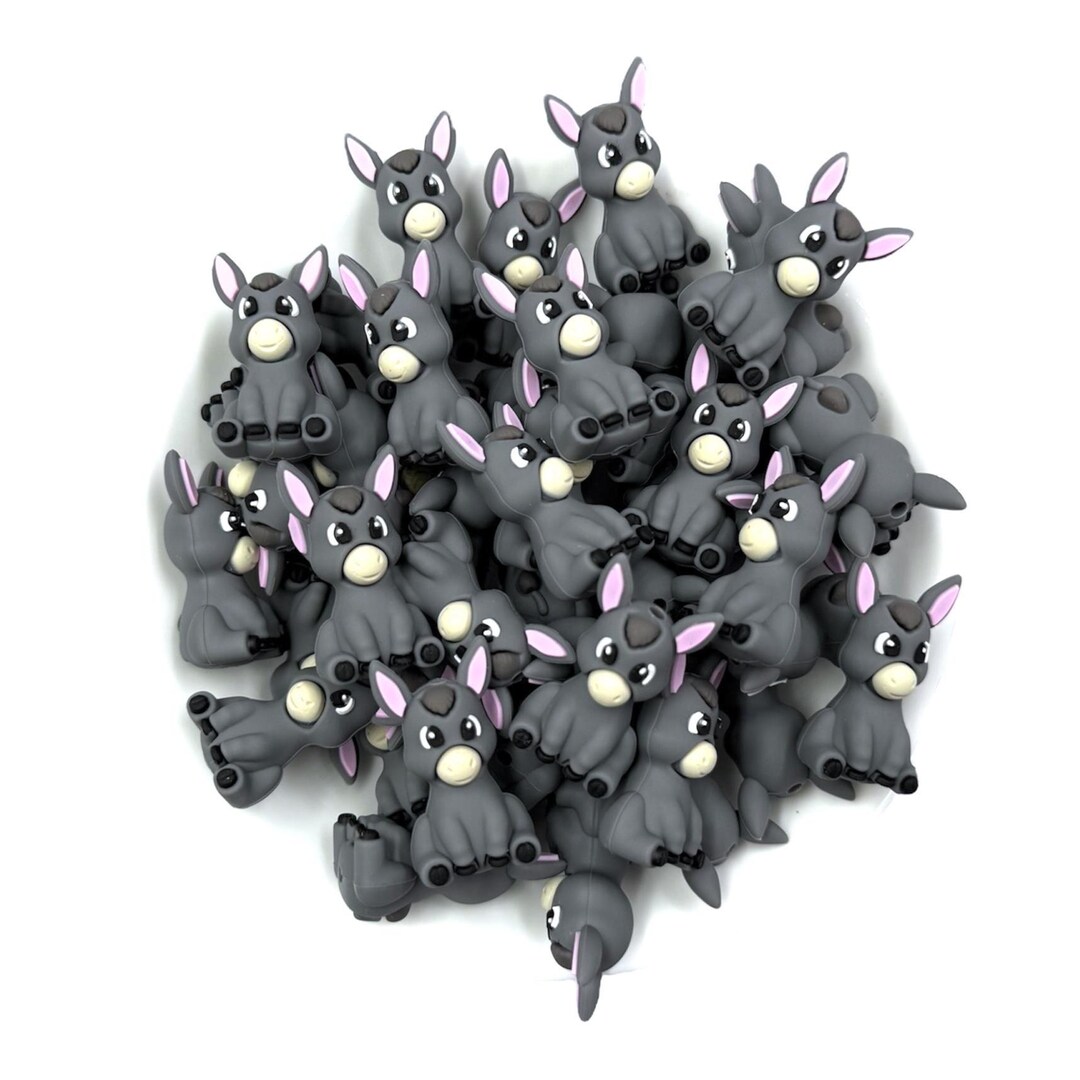 Dark Gray Donkey 3D Silicone Focal Beads, Silicone Beads, 3D Silicone ...