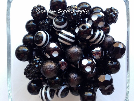 Black 12mm Bead Mix 100 12mm Chunky Bulk Beads 12mm Bulk - Etsy