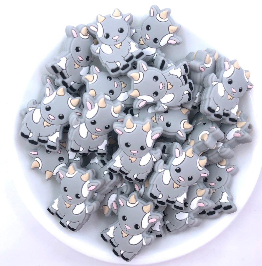Light Gray Goat Silicone Focal Beads, Goat Silicone Beads, Goat Shaped ...