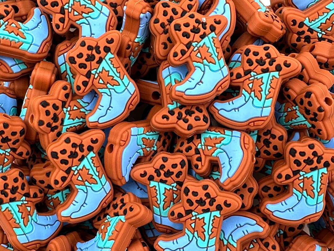 Blue Cowboy Boot Silicone Focal Beads - Etsy