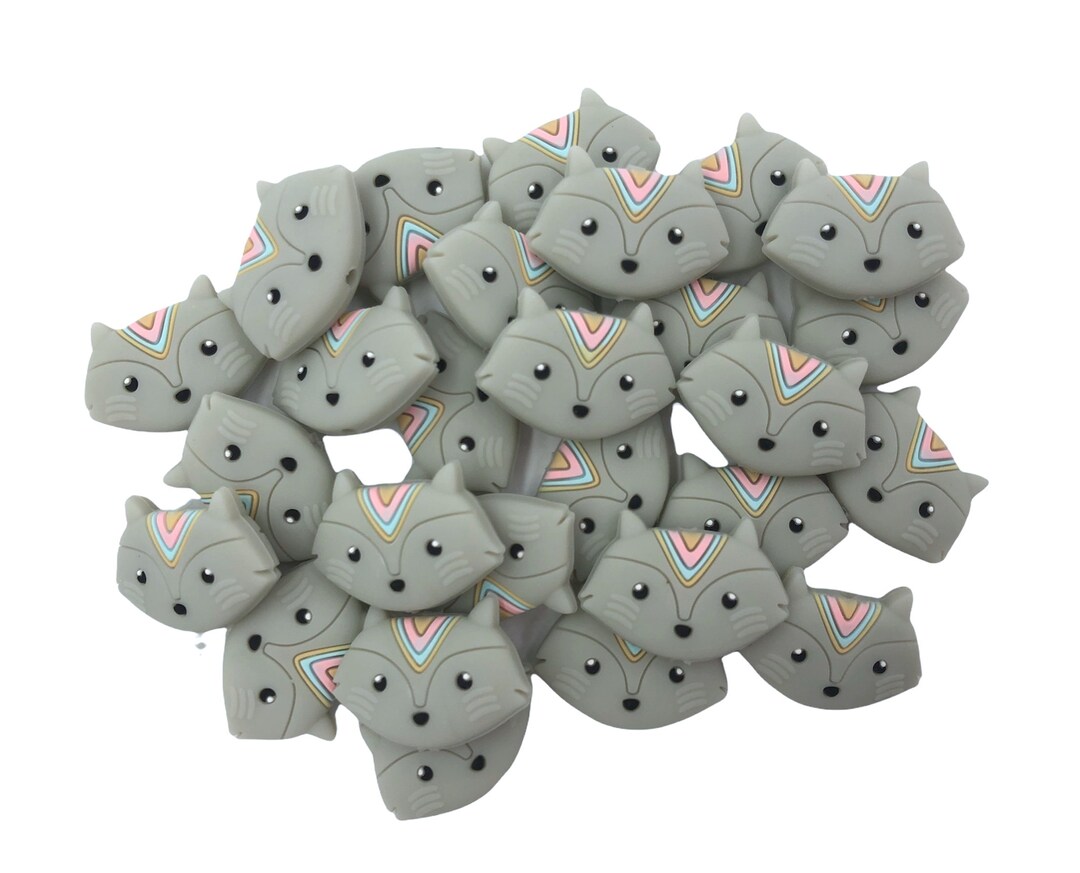 New Style Fox Silicone Beads Light Gray Fox Shaped Silicone - Etsy