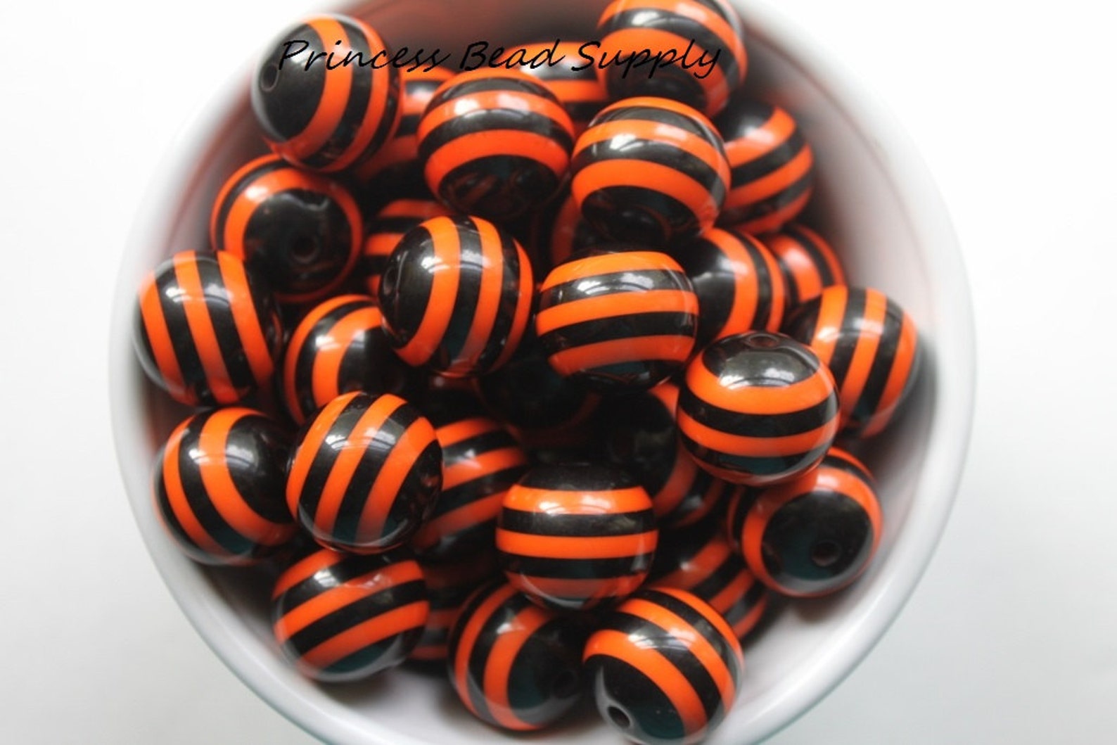 20mm Orange and Black Striped Chunky Beads Set of 10 - Etsy