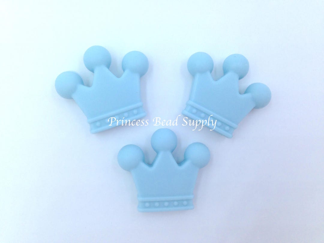 Baby Blue Crown Shaped Silicone Focal Beads, Crown Silicone Beads ...