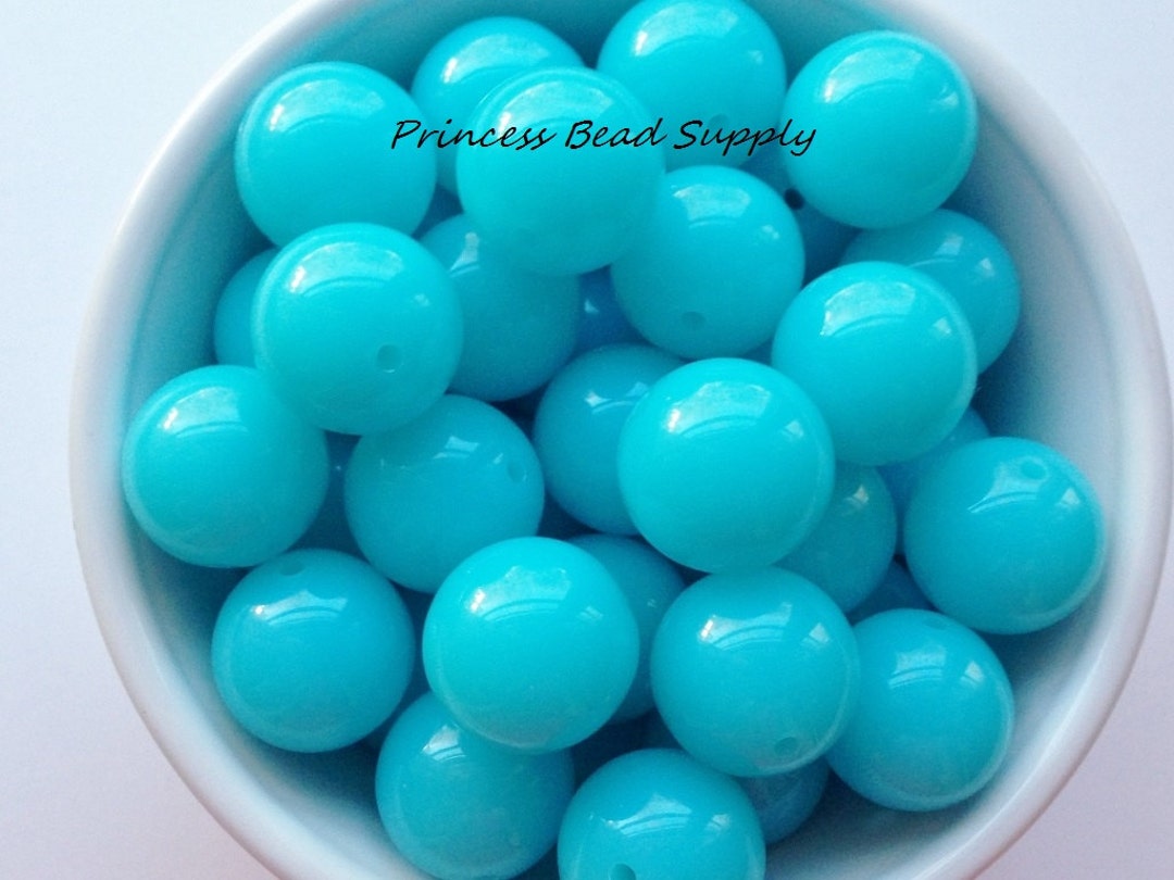 20mm Neon Light Blue Solid Chunky Beads Set of 10, Light Blue Neon ...