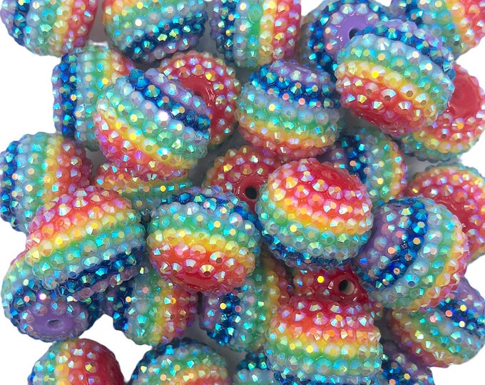 12mm Rainbow Rhinestone Beads, Rainbow Striped AB Rhinestone Mini ...