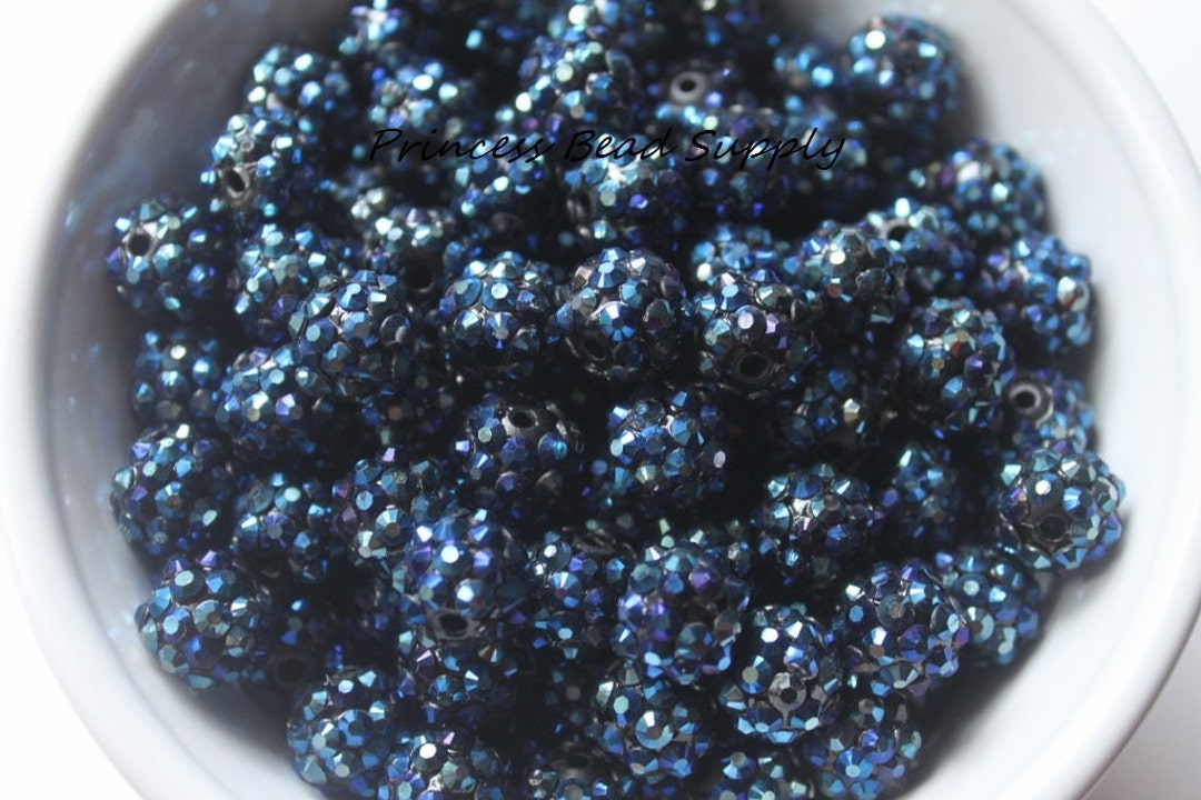 12mm Navy Blue Rhinestone Beads Set of 10, 20 or 50, 12mm Rhinestone ...