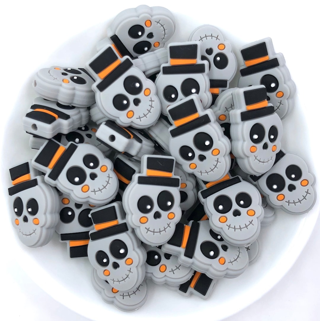Gray Skeleton Head Shaped Silicone Beads Skeleton Beads - Etsy