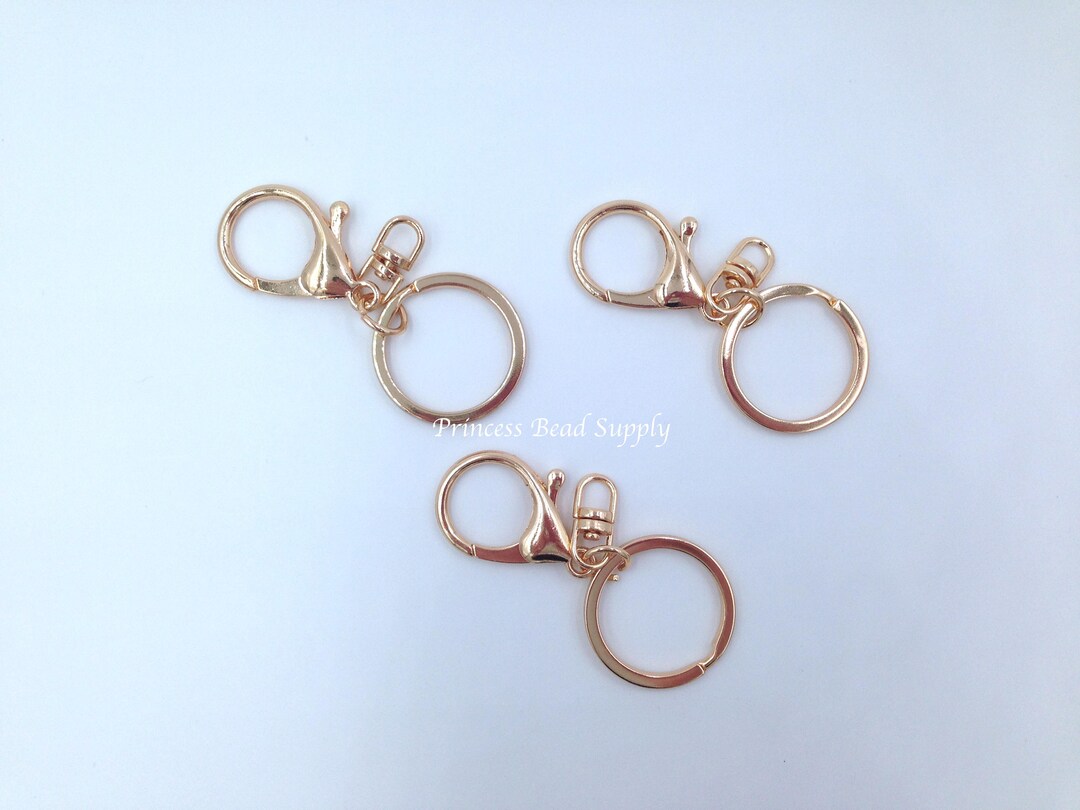 30mm Rose Gold Swivel Key Ring and Clip, Keyring, Lobster Clasp Swivel ...