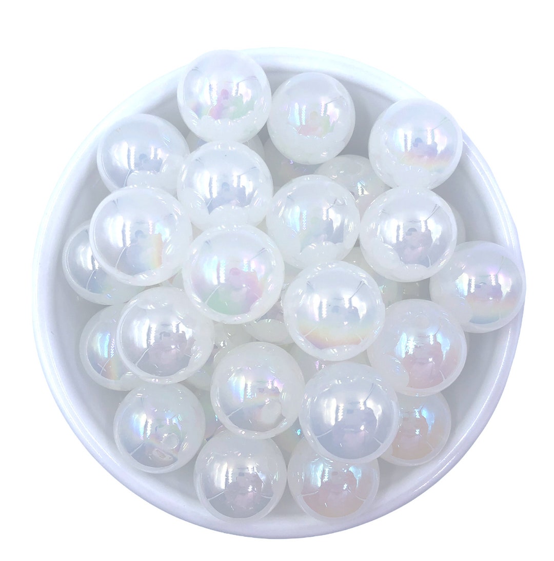 20mm White AB Jelly Chunky Beads, 20mm White Iridescent Beads, 20mm ...
