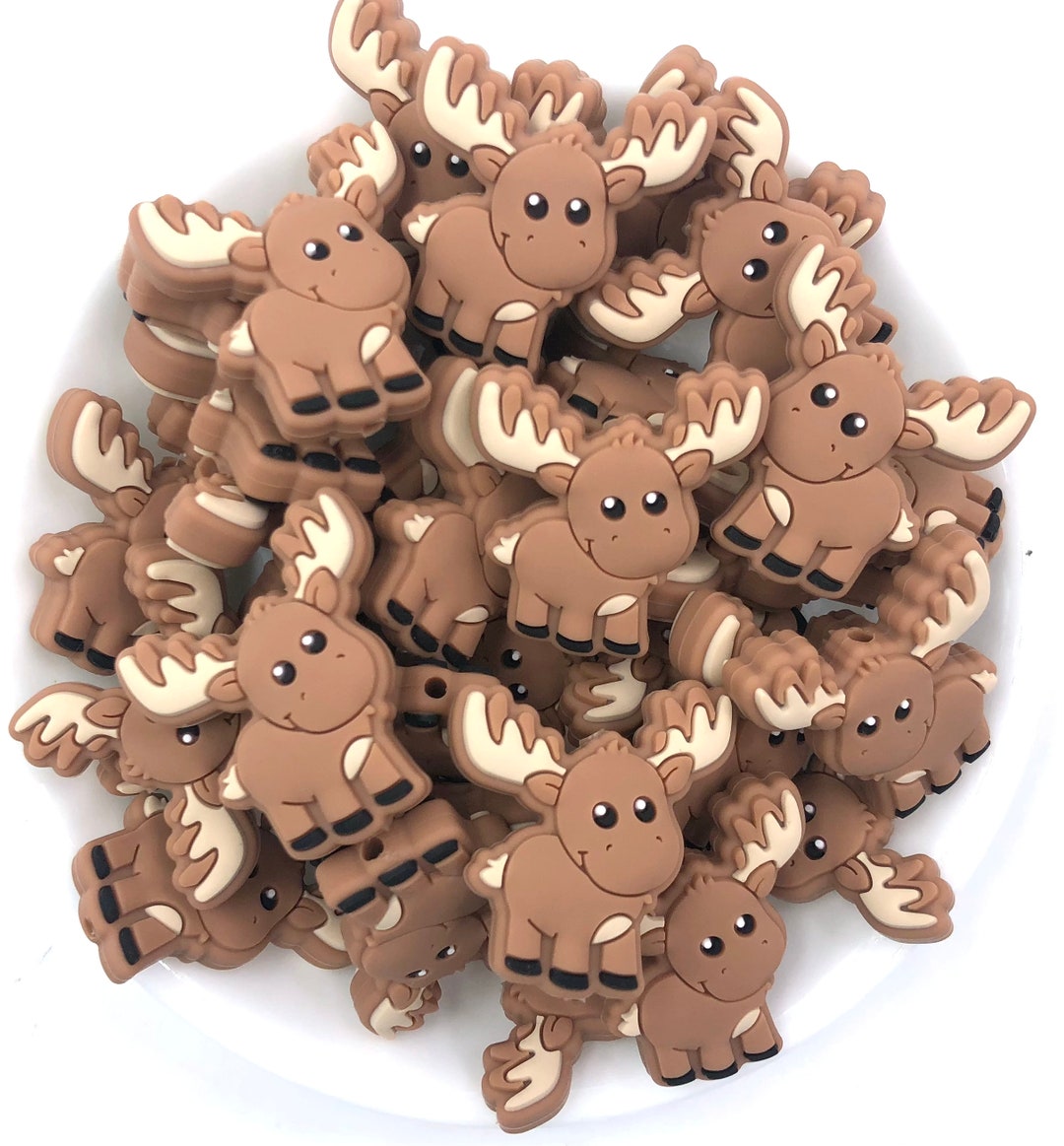 Brown Moose Silicone Focal Beads, Moose Silicone Beads, Moose Shaped ...