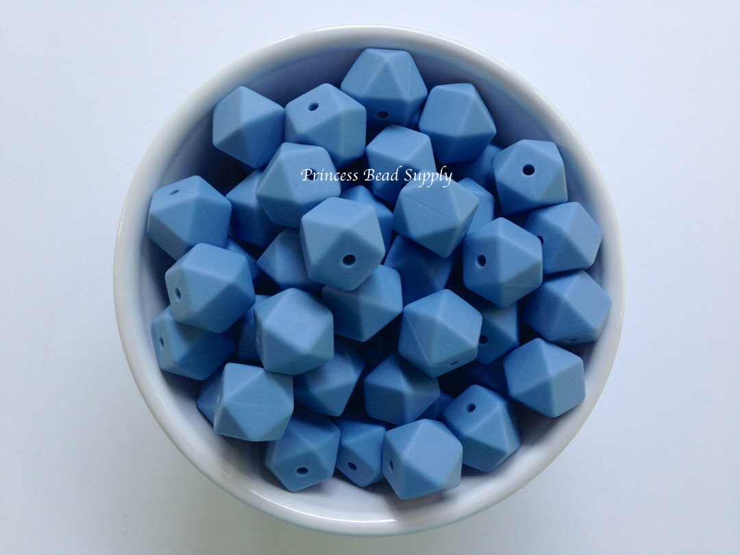 14mm Powder Blue Mini Hexagon Silicone Beads, Mini Hexagon Silicone ...