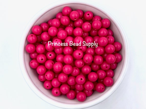 10mm Hot Pink Solid Beads Hot Pink Mini Chunky Beads Small - Etsy