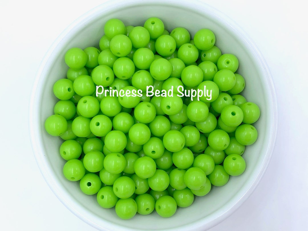 10mm Lime Green Solid Beads, Lime Green Mini Chunky Beads, Small Beads ...