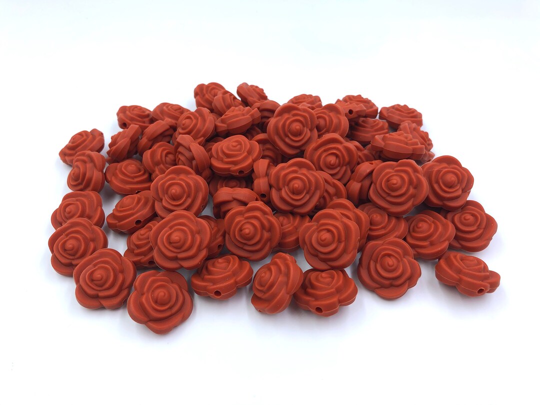 Rust Silicone Flower Beads, Mini Silicone Flower Beads, 20mm Silicone ...