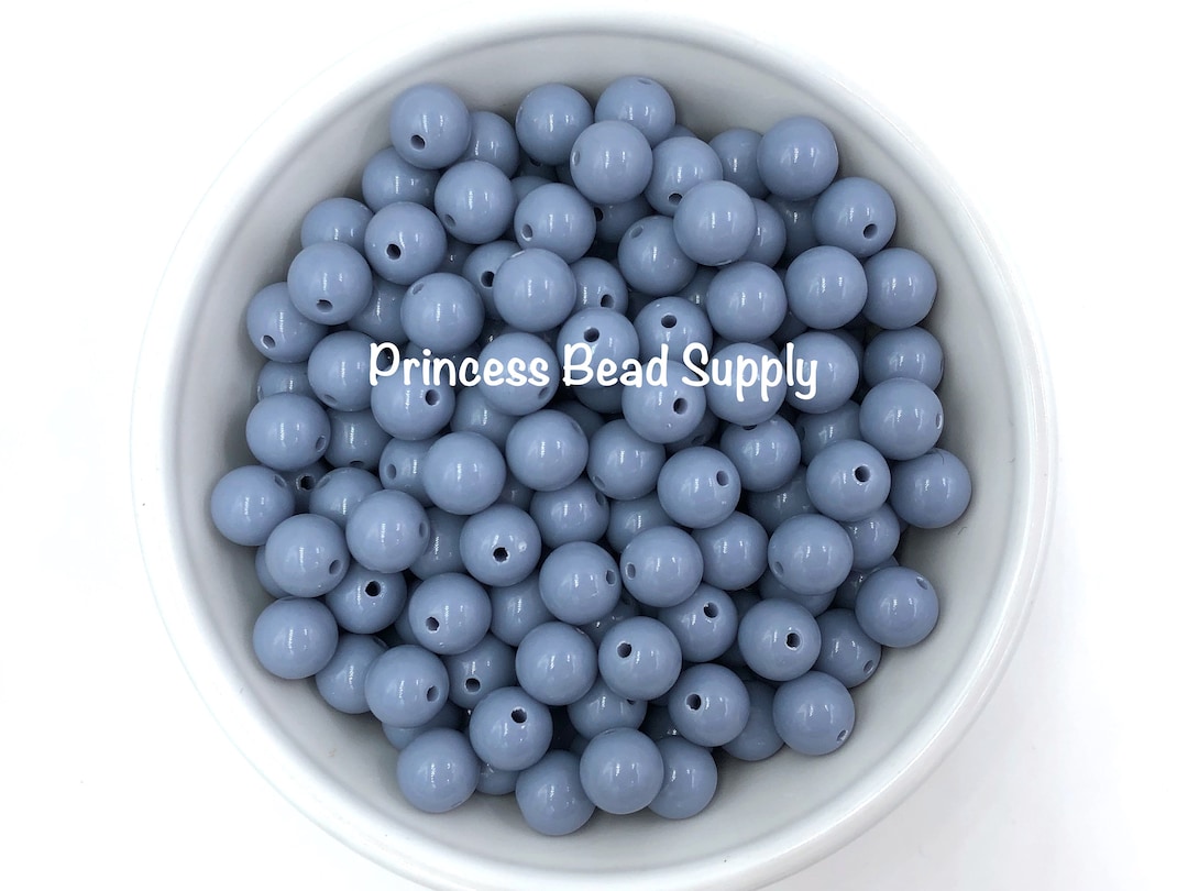 10mm Steel Blue Solid Beads, Steel Blue Mini Chunky Beads, Small Beads ...