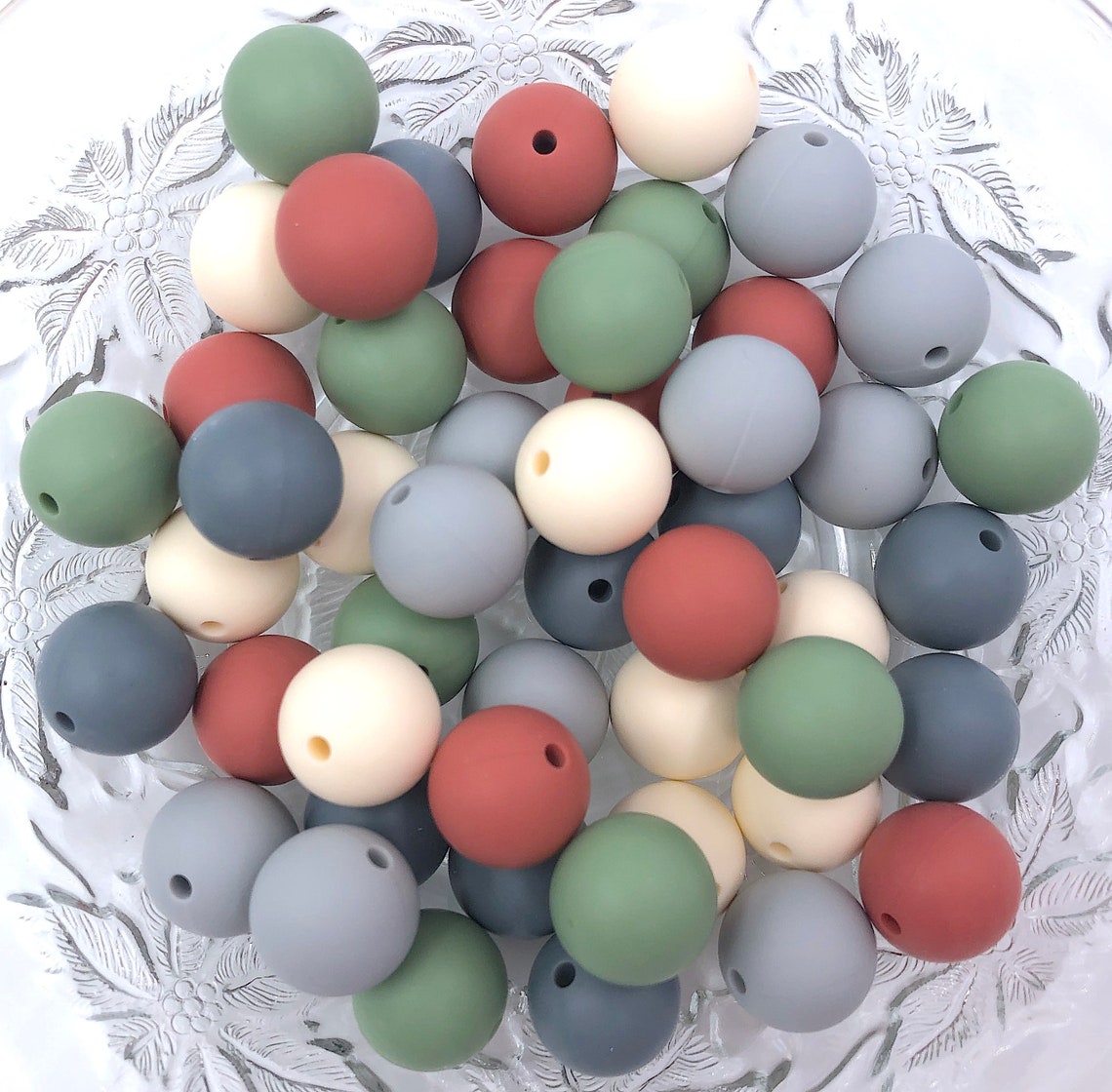 Rustic Christmas Silicone Bead Mix Wholesale Round Silicone - Etsy