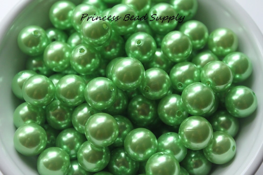 12mm Lime Green Pearl Beads Set of 20 or 50, Lime Green Pearls, Chunky ...