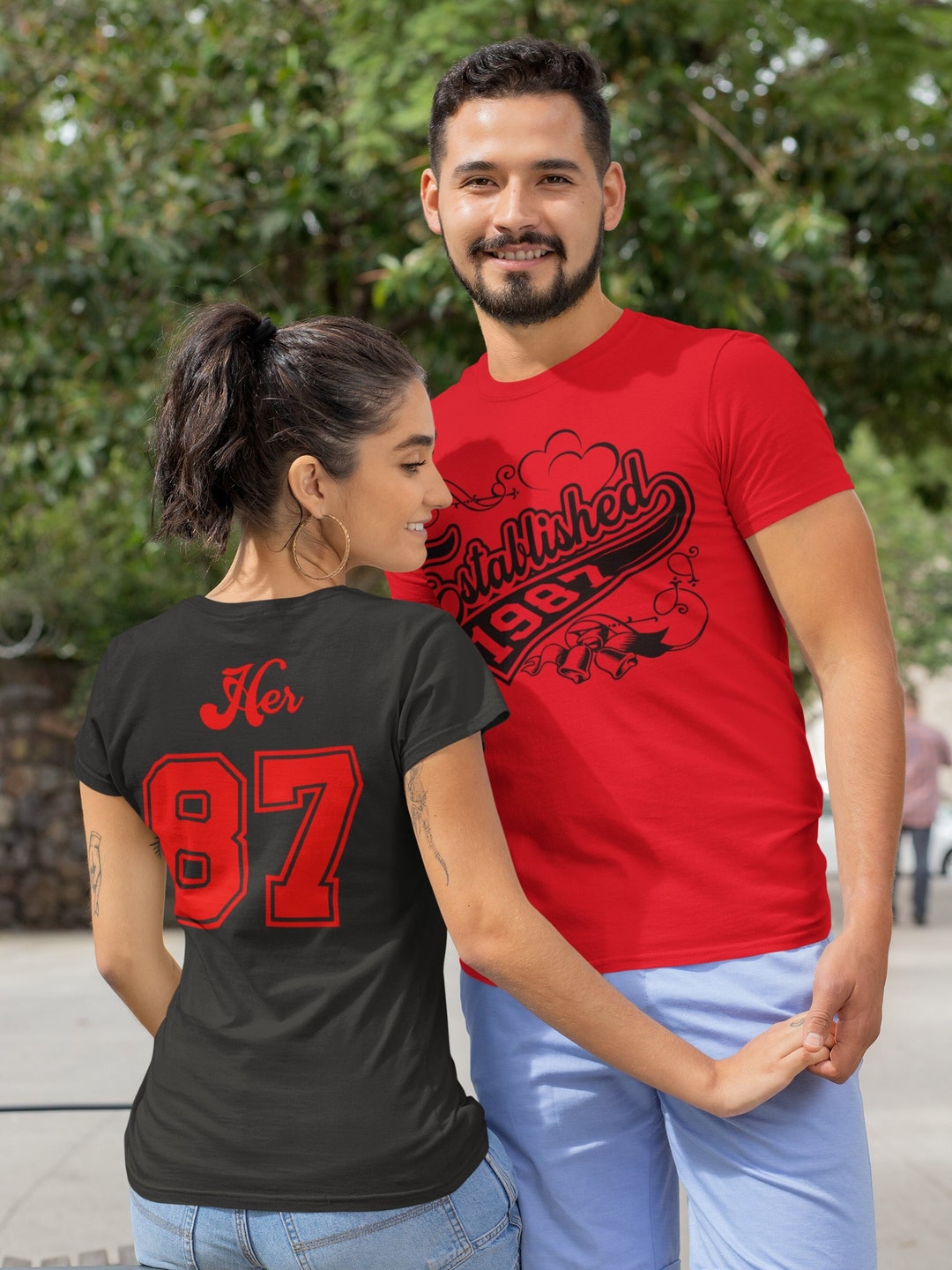 Custom Anniversary Established Matching Couple Tshirt, Year Established ...