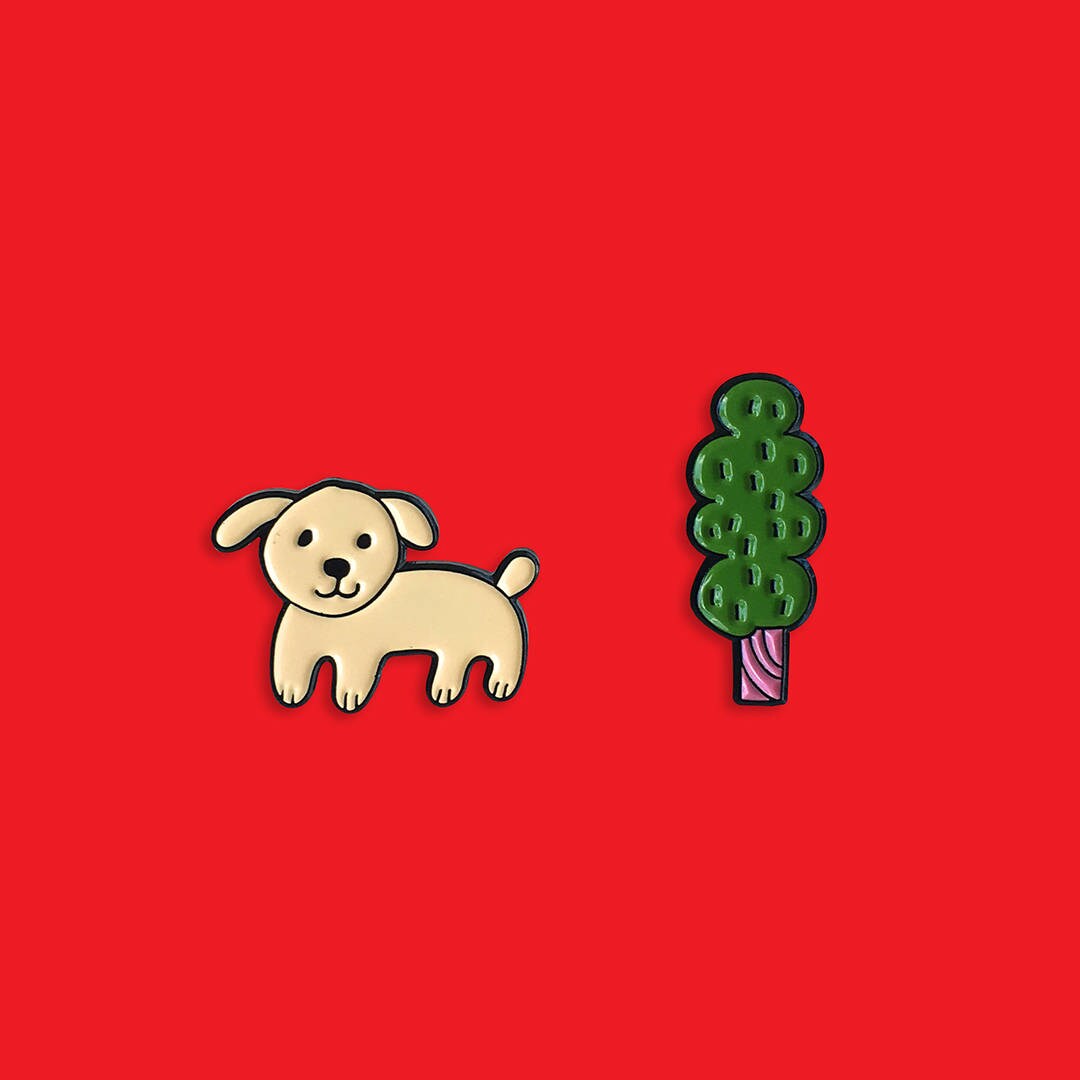 Puppy & Tree Pin Set - Etsy