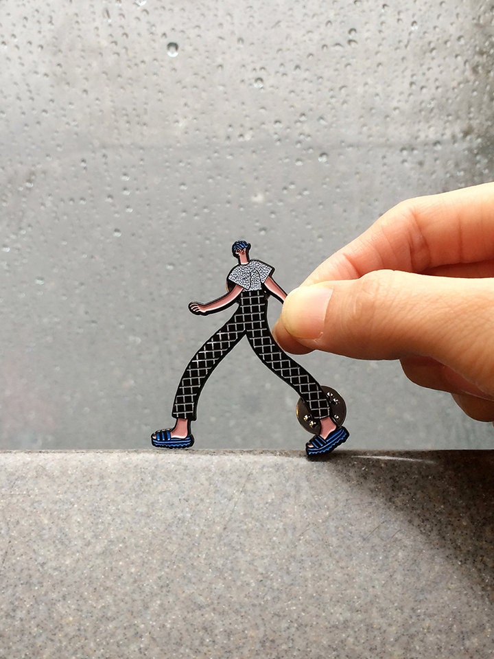 Walking Boy Enamel Pin - Etsy