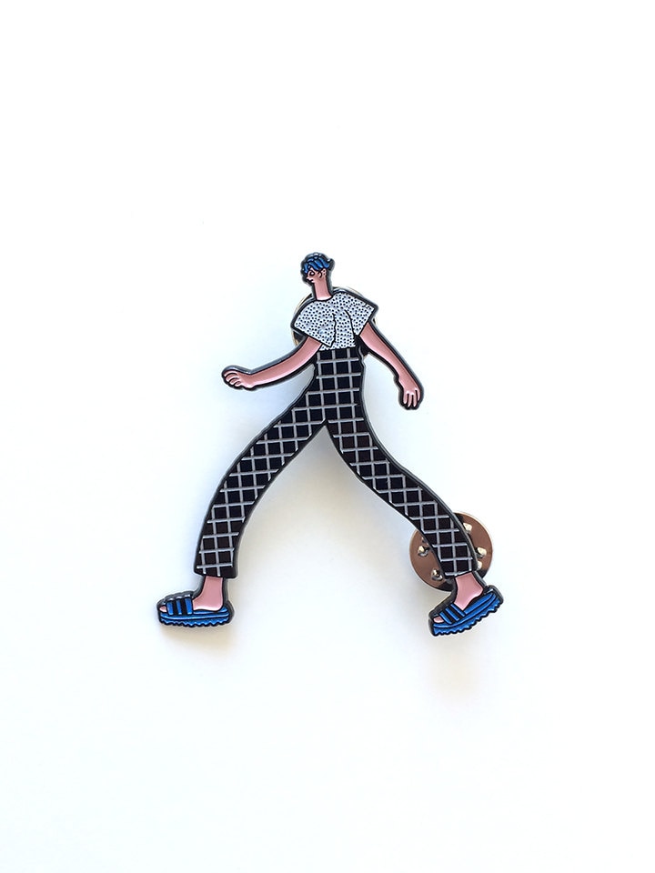 Walking Boy Enamel Pin - Etsy