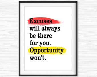 No Excuses Wall Art | Etsy
