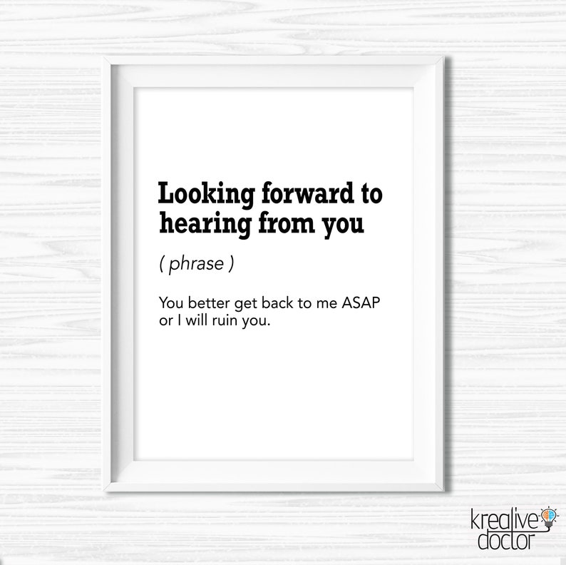 Looking Forward to Hear Definition Print Funny Office Email - Etsy