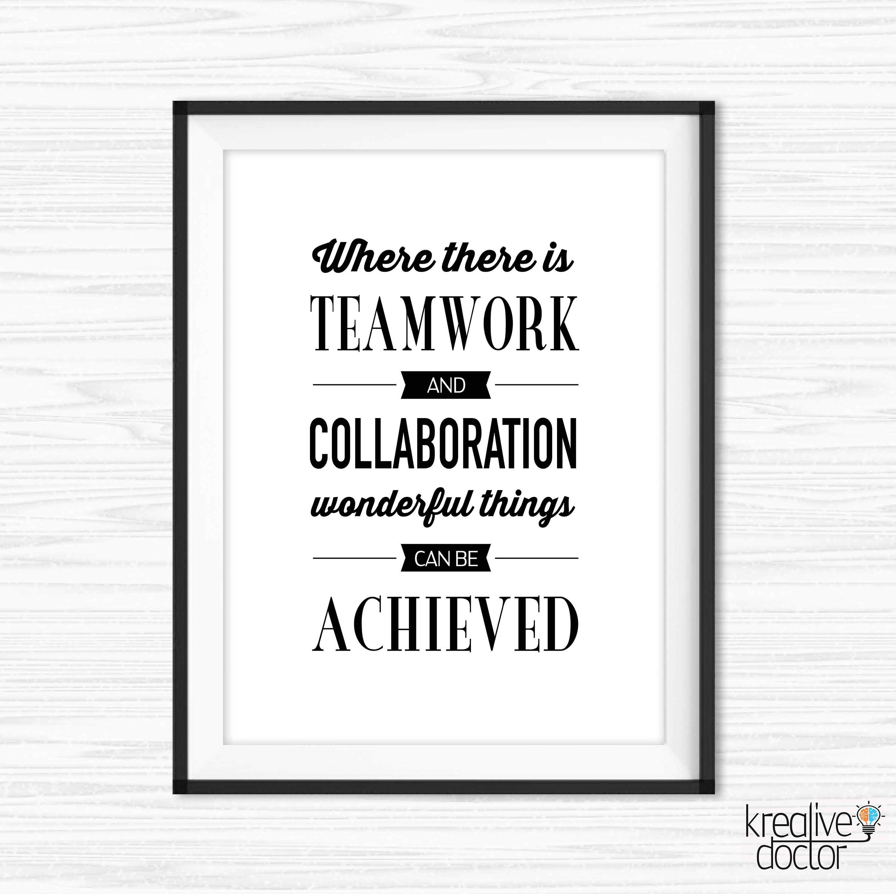 Teamwork Sign Teamwork Wall Art Teamwork Quotes aanmoedigen Inspirerend ...