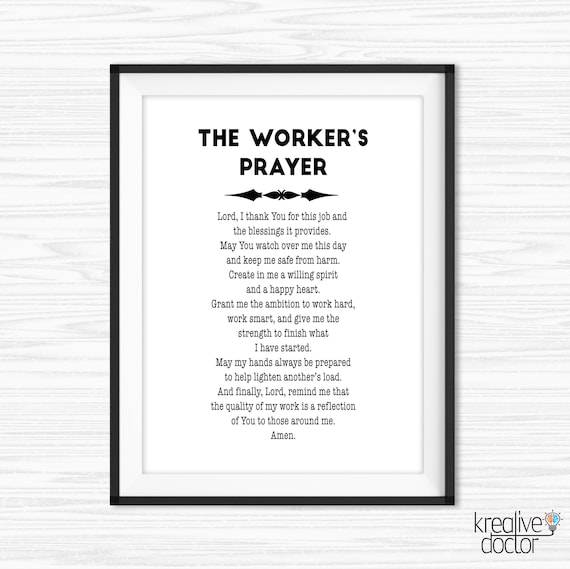 Teamwork Quotes The Workers Prayer Quote For Office Wall Art | Etsy
