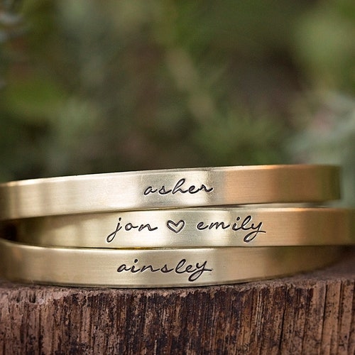 Cursive Name Bracelet Customized Script Jewelry Mother's - Etsy
