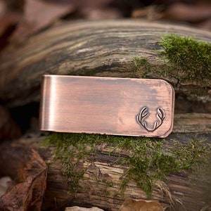 Deer Antler Copper Money Clip | Hunter Outdoorsman | Hand Stamped ...