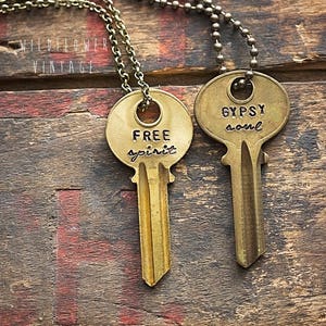 Free Spirit, Gypsy Soul Key Necklace | Hand-stamped Repurposed Vintage ...