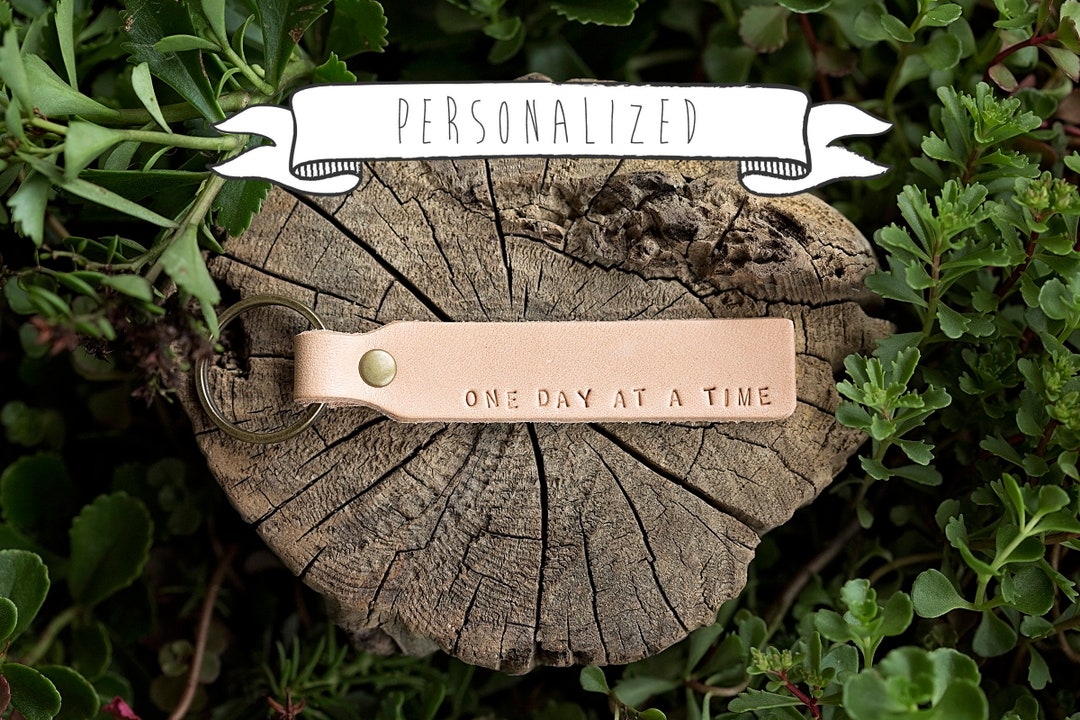 Personalized Leather Key Chain | Custom Message Hand Stamped Key Fob ...