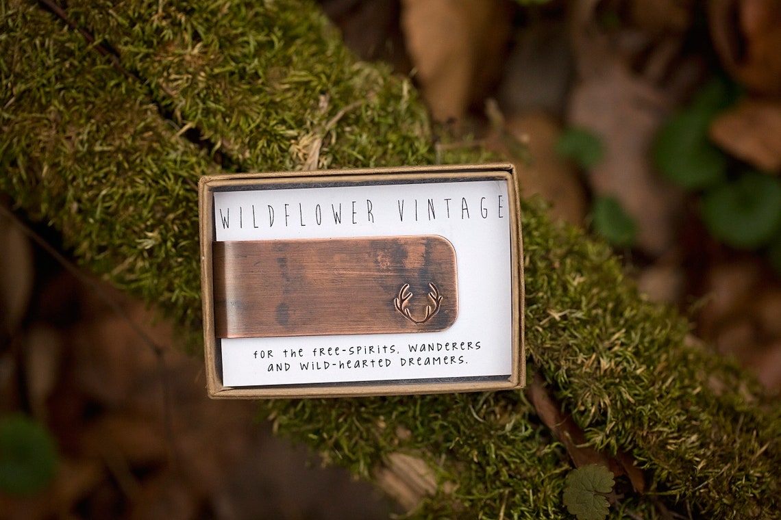 Deer Antler Copper Money Clip | Hunter Outdoorsman | Hand Stamped ...